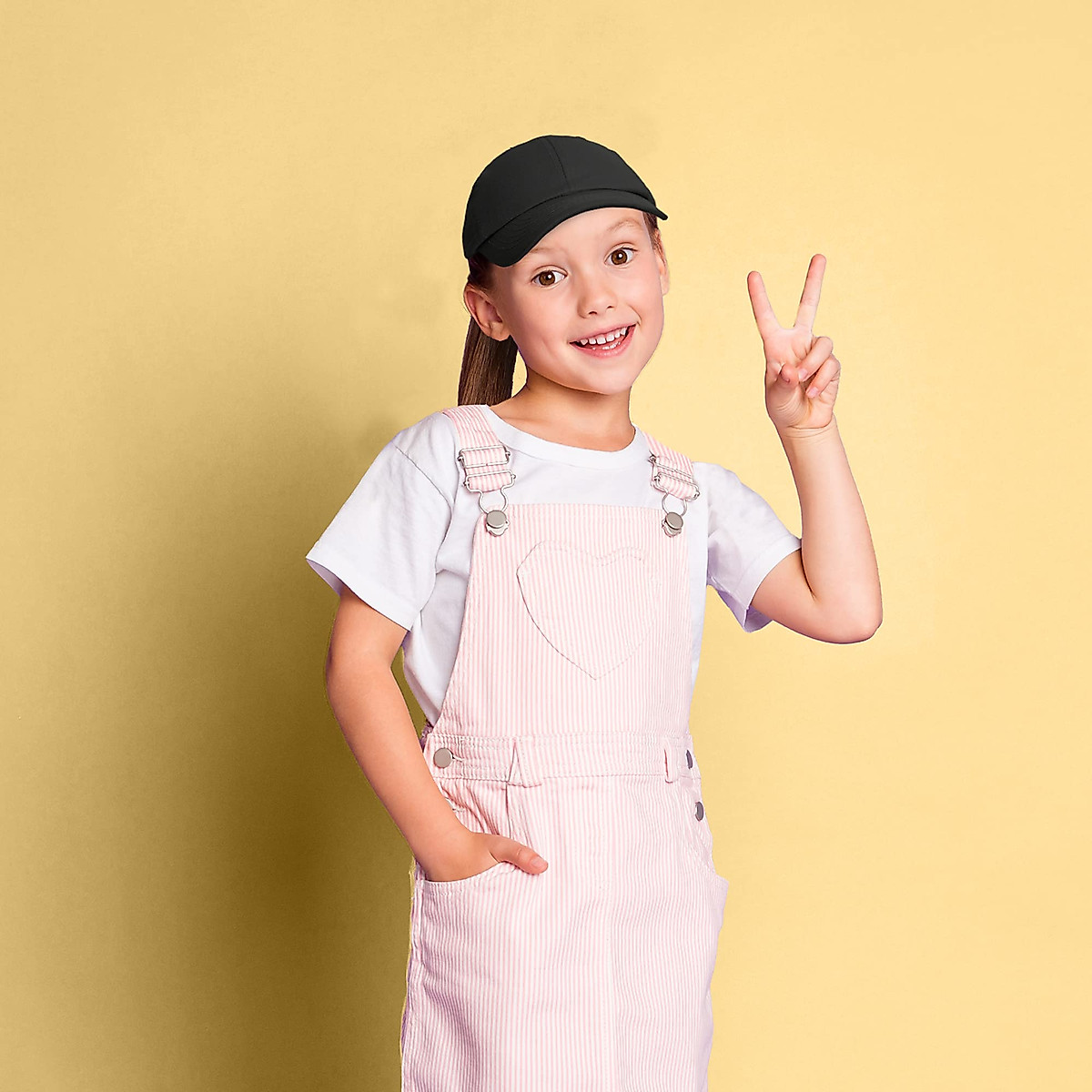 DALIX Unisex Youth Childrens Cotton Cap Adjustable Plain Hat - Unstructured (Black)