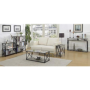 Convenience Concepts Tucson Flip Top End Table with Charging Station and Shelf, Faux Birch