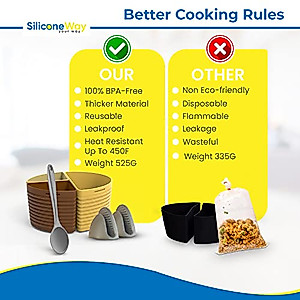 SiliconeWay 6PCS Slow Cooker Liners Set of 3 for Slow Cooker 6-8 QT – Triple Slow Cooker Divider Includes Silicone Gloves, Spoon – BPA Free Durable Silicone Divider Insert – CrockPot & Non-Stick