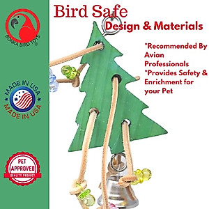 Bonka Bird Toys Christmas Tree Small Large Bird Toy Festive Season Holiday Treat Xmas Santa for Cockatiels, Parakeets, Conures, African Greys, and Similar.