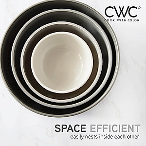 COOK WITH COLOR Prep Bowls with Lids- Deep Mixing Bowls Nesting Plastic Small Mixing Bowl Set with Lids (Grey Ombre)