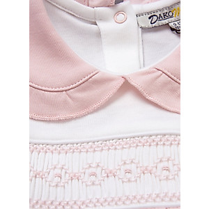 Dakomoda Baby Girls' 100% Organic Pima Cotton Dress - Pink Smocked Easter Dress Diaper Cover 9-12