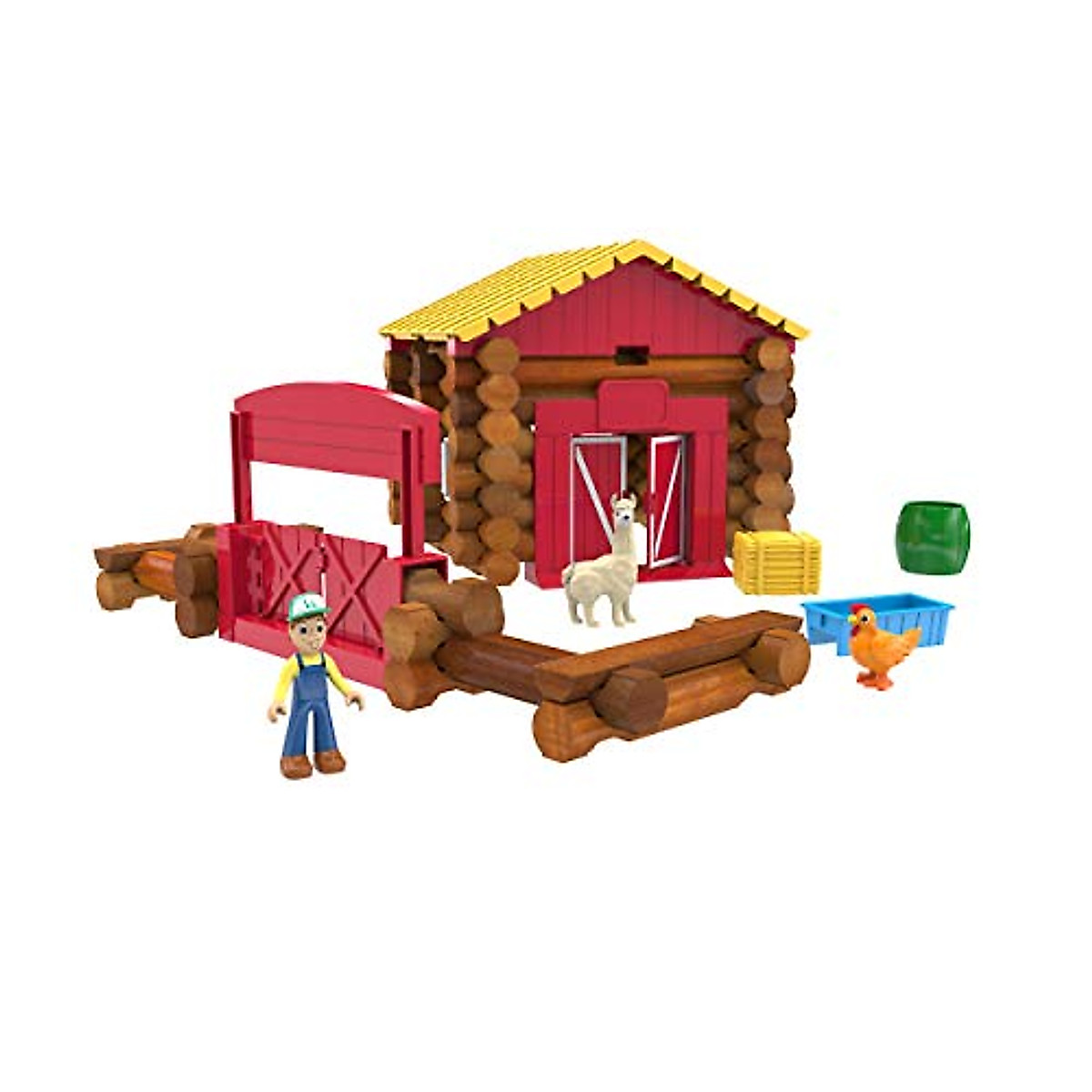 LINCOLN LOGS – Fun On The Farm - 102 Parts - Real Wood Logs - Ages 3+ - Best Retro Building Gift Set for Boys/Girls – Creative Construction Engineering – Top Blocks Game Kit - Preschool Education Toy