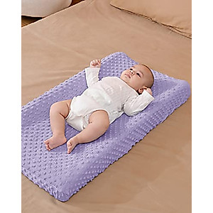 Solid Changing Table Pad Cover Cradle Sheet, Fits 32"/34''x16" Contoured Diaper Changing Pad, Ultra Soft Cozy Minky Dots Plush Changing Table Covers, Breathable Wipeable Removable (Orchid)