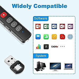 Towlup Presentation Clicker, 2 in 1 USB Type C Powerpoint Clicker with Laser Pointer, Wireless Presentation Remote Slide Clicker for Mac, Computer, Laptop, Smart Board - Battery Operated
