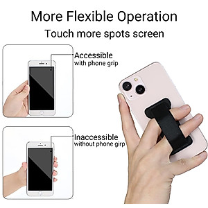 WUOJI Cell Phone Finger Grip Strap Holder for Hand, Finger Strap Phone Holder, New Slim Finger Loop Selfie Grip Compatible with Most Smartphones - 2Pack(Black Darkpurple)