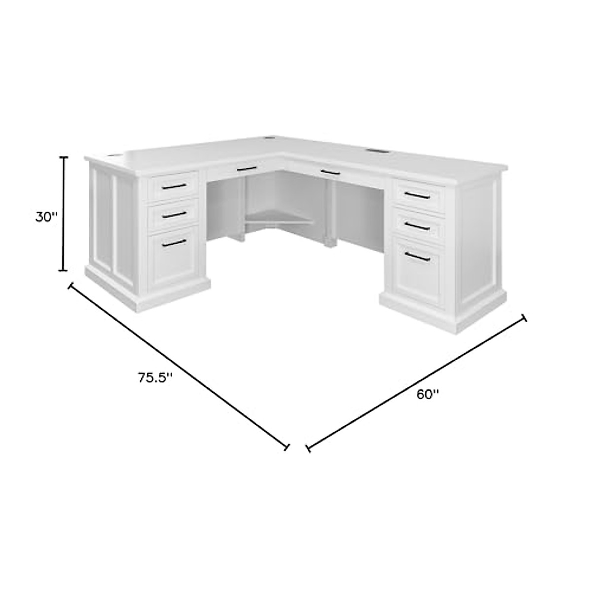Modern Wood L-Desk & Return Writing Table & Return Office White