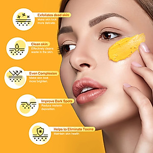 Vitamin C and Turmeric Face Scrub Cream Organics Microdermabrasion Facial Scrub Exfoliating Clears Blackheads Improve Dark Spot Acne with Strawberry Extract Exfoliator