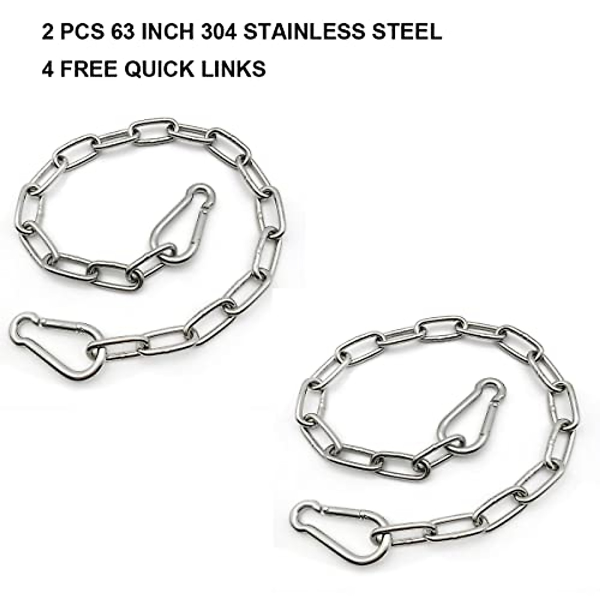 MIKMAYTOO Heavy Duty Stainless Steel Chain 550LB Capacity for Punching Bags Hanging Chair Hammocks Swing Trapeze Yoga (68, 4MM-2 PCS)