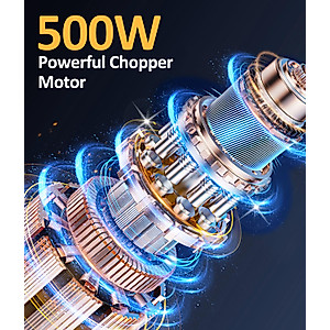 KOIOS Small Food Processor with 2 Bowls (8 Cup+8 Cup) & 2 Sets Bi-level Blade, 2L Electric Food Chopper Meat Grinder for Meat/Vegetable/Fruits/Nuts/Baby Food, 500W, 2 Speed Modes