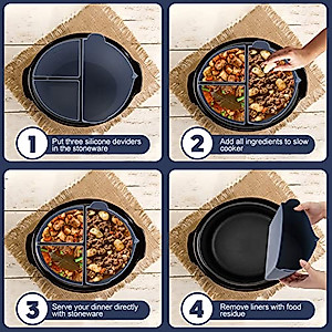 Slow Cooker Liners,blueear 3 in 1 Reusable Silicone Slow Cooker Divider Liner,Slow Cooker Accessories For Most 6 QT Slow Cooker