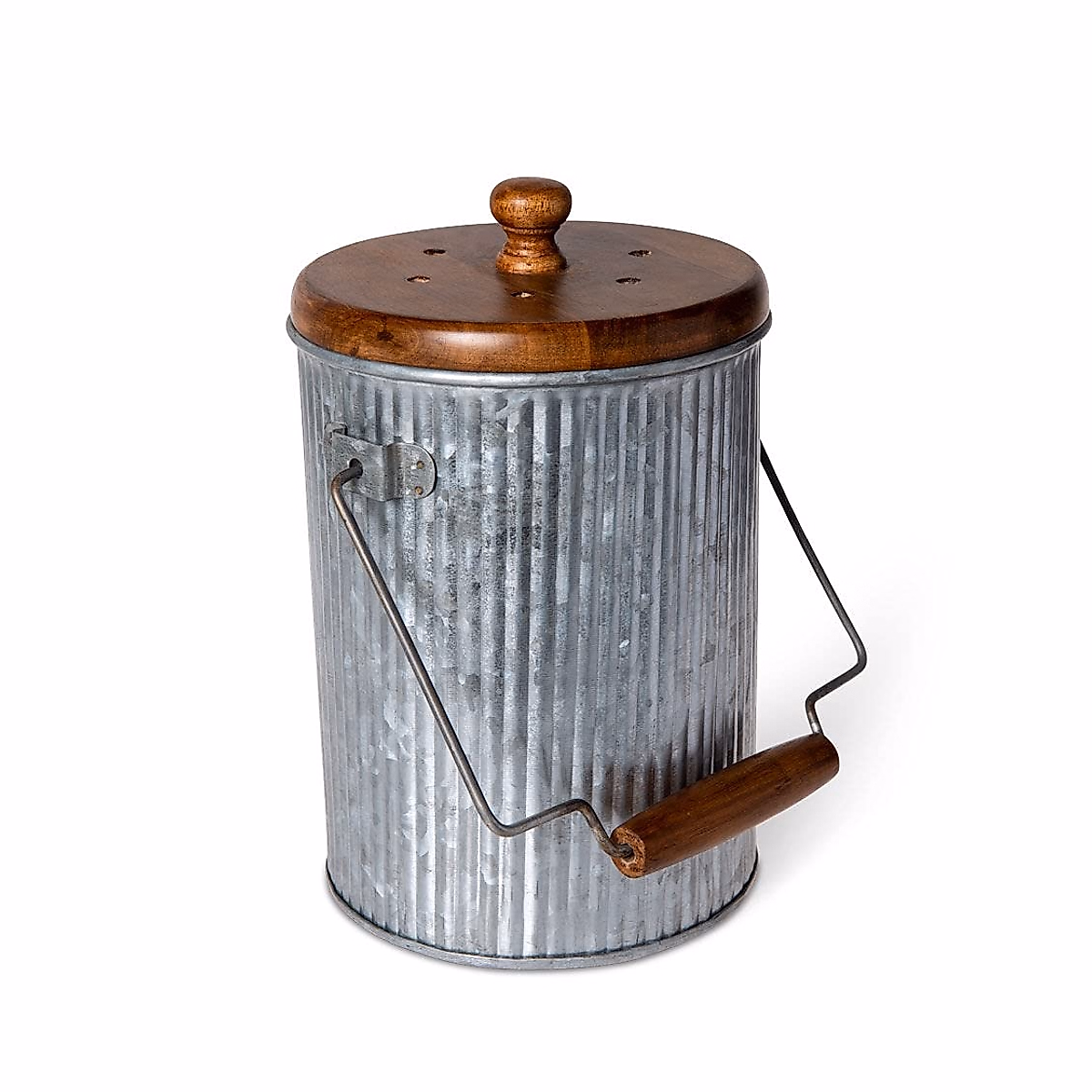 Gardener's Supply Company Galvanized Compost Pail | Sturdy Metal Vintage Style Crock with Lid for Organic Composting Kitchen Countertop Waste Bin | Holds 1.5 Gallon of Food Scraps