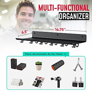 Crostice 1-Tier Floating Shelf Compatible with Tonal Accessories, Home Gym Storage Shelf, Gym Rack Wall Mount Organizer, Workout Metal Holder, T-Bracket Lock Adapters Hanger, US Patent Holding