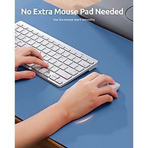 YSAGi Leather Desk Protector, Office Mat, Large Mouse Mat, Non-Slip PU Leather Blotter, Laptop Desk Pad, Waterproof Writing Pad for Office and Home (Sea Blue, 23.6" x 13.8")