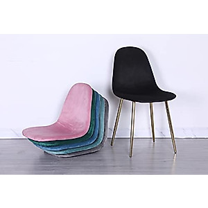 Pozbee Black Dining Chairs Set of 4, Midcentury Modern Dining Room Chairs with Gold Chrome Legs, Velvet Seat 18", Elegant Kitchen Chairs (Black)