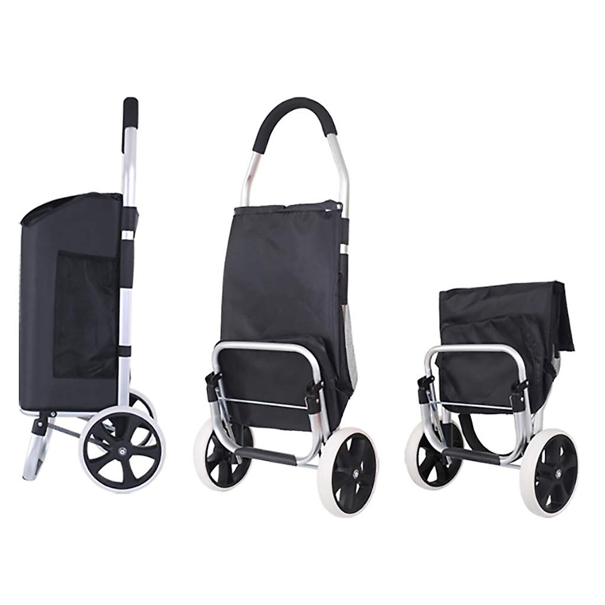 Shopping Trolley,Foldable Shopping Cart 2 Wheels Climbing Trolly/Aluminum Alloy/Waterproof Shopping Bag/Collapsible Push Pull Carts 45L