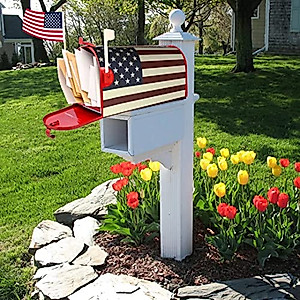 Memorial Day Anniversary God Bless Us Magnetic Mailbox Covers and Hand Waving Flag for Veterans Day,Wooden Stick Flag and Magnetic Letter Post Box Wraps Cover for Outdoor Home Garden Decor