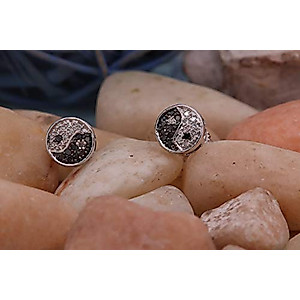 Dazzlingrock Collection 0.25 Carat (ctw) 10k Black & White Round Diamond Yin Yang Ladies Stud Earrings, White Gold