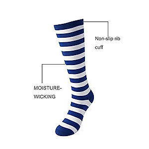 Cerebro Knee High Socks for Kids Stripes Girls Cotton Calf Athletic Tube Socks,SOCKS (1Pairs 10-15Y, 1Pairs black) …