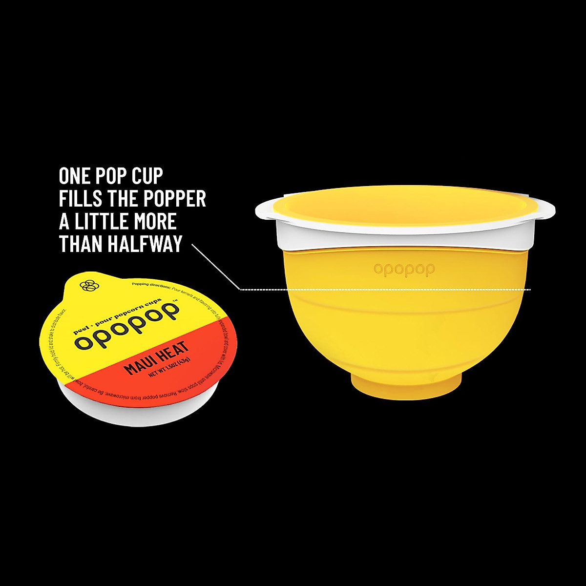 Opopop Microwave Popcorn - Pop Cups Maui Heat 6-Pack, Non-GMO Gourmet Popcorn Kernels & Popcorn Flavoring, Gluten Free Snacks, Easy to Make and No Mess