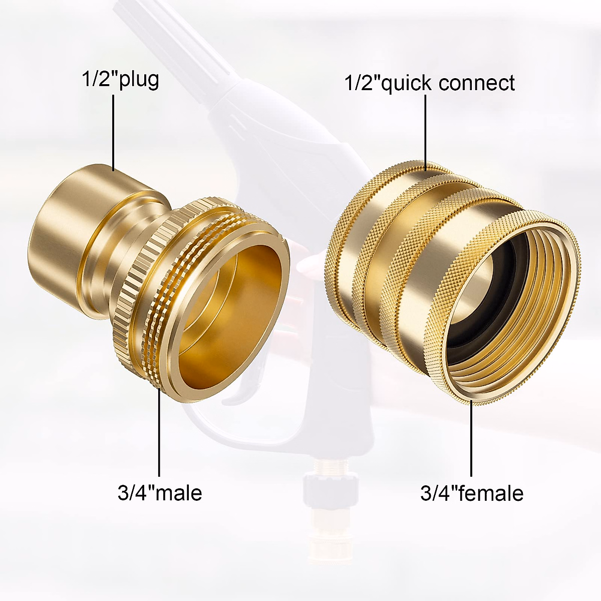 POHIR Pressure Washer Adapter Set 8 Pack, 2 Different M22-14 Swivel to 3/8'' Male and Female Quick Connect, 3/4" Brass Garden Hose Quick Release Connector and M22 15&14mm to 14mm NPT Fitting