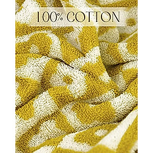 4 Pack Cotton Hand Towels for Bathroom Kitchen - Soft and Quick Drying Face Towels Checkered Floral Yellow, 410 GSM, 29” x 13”