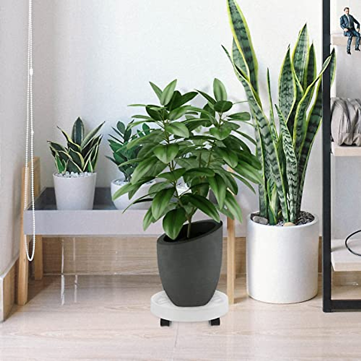 Yardwe Indoor Plants Plant Caddy with Wheels Round Flower Pot Mover Wheeled Planter Saucer Tray Plant Pot Pallet Dolly Caster for Garden Balcony Outdoor Plant Pots Indoor