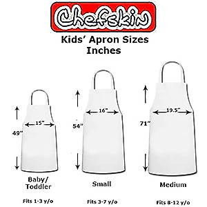 CHEFSKIN Children CHEF Set JACKET+ APRON+ HAT+ PANTS+ NAME Choose Color (not a Toy, Real Uniform XS (3-5 years old))