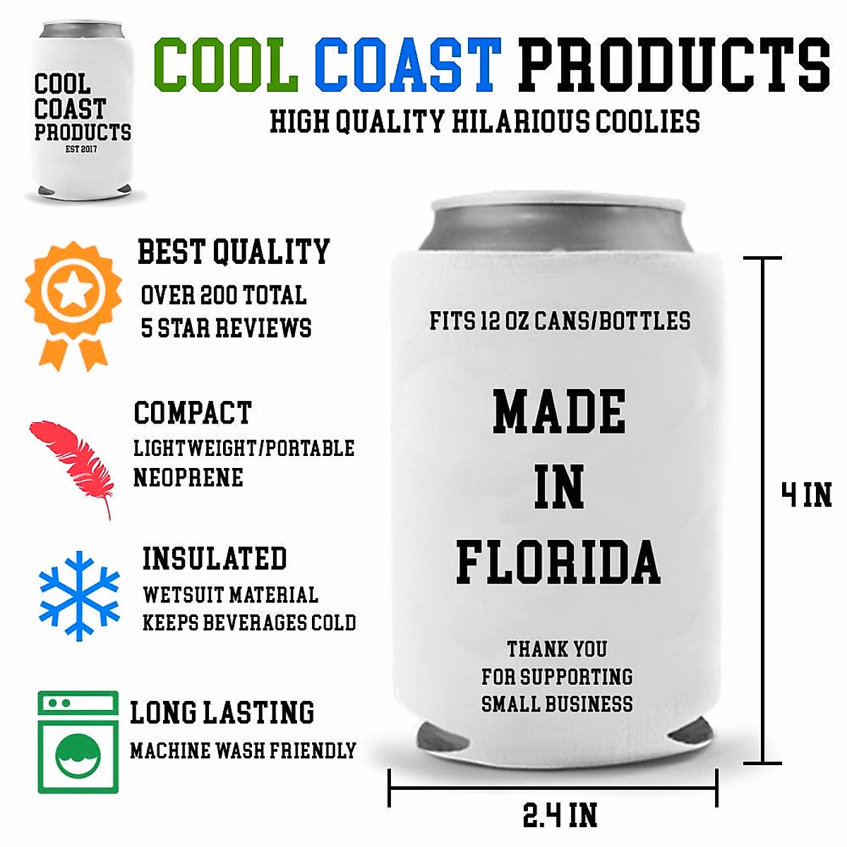 Cool Coast Products | Dog Pup Beer Coolies | Funny Gifts for Dog Mom Dad | Can Sleeves Funny Beer Can Coolies | Neoprene Insulated | Beverage Cans Bottles (Pet Dog)