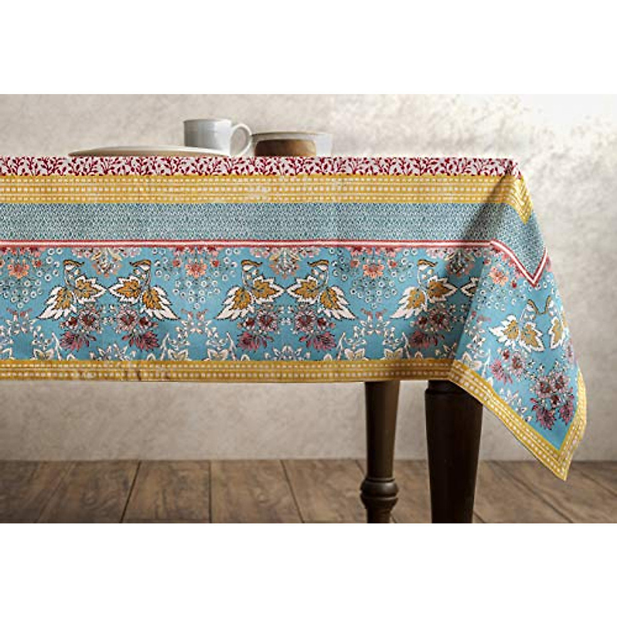 Maison d' Hermine Table Cloth 100% Cotton 60"x90" Decorative Tablecover Washable Rectangle Easter Tablecloths for Dining, Buffet Parties & Wedding Use, Marquise - Spring/Summer