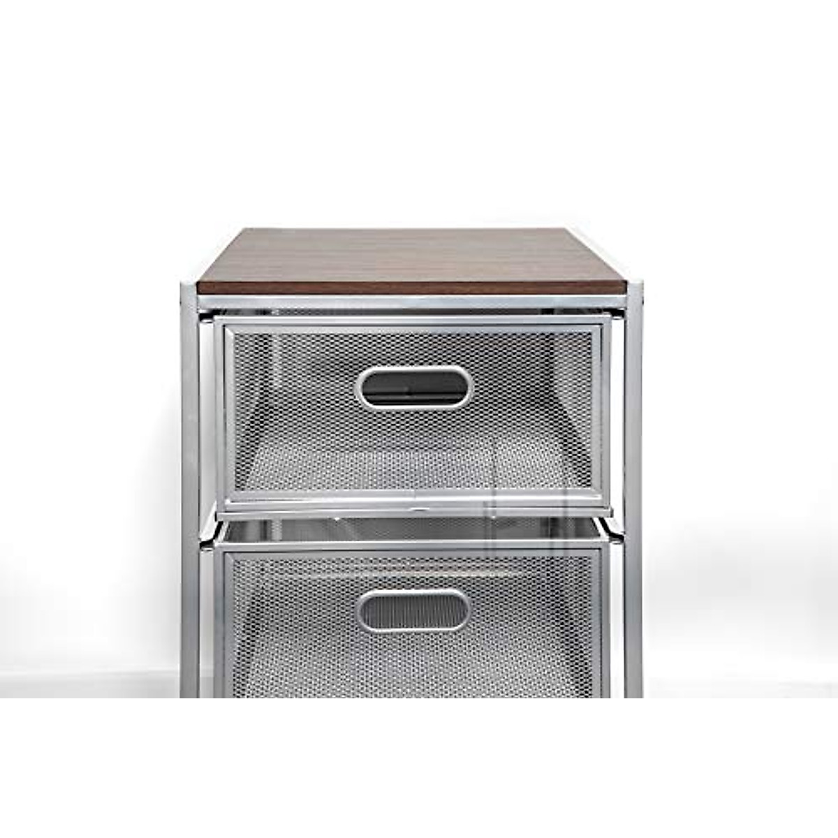 Real Home Innovations, 3-Drawer Stackable Mesh Organizer, Silver & Espresso