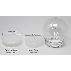 Bulk Case Pack of 24 - Clear Plastic Water Globe Snow Globes with Screw Off Cap, 4 Inch Diameter, Great for DIY Snow Globes