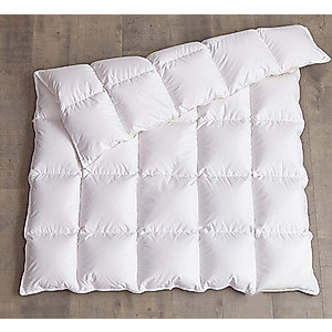 KumiQ Crib All Season Lightweight Natural White Down Baby Toddler Comforter Duvet, Down-Proof Cotton Shell, Machine Washable (White, 41x48in)