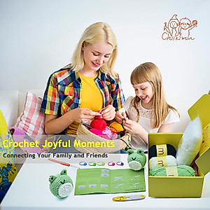 Chiikimu Crochet Kit for Beginners, Amigurumi Crochet Starter Kit with Step-by-Step Video Tutorial, Beginner Crochet Kit for Kids Adults Learn to Crochet Animals Kit, Frog Brothers (50%+ Extra Yarns)