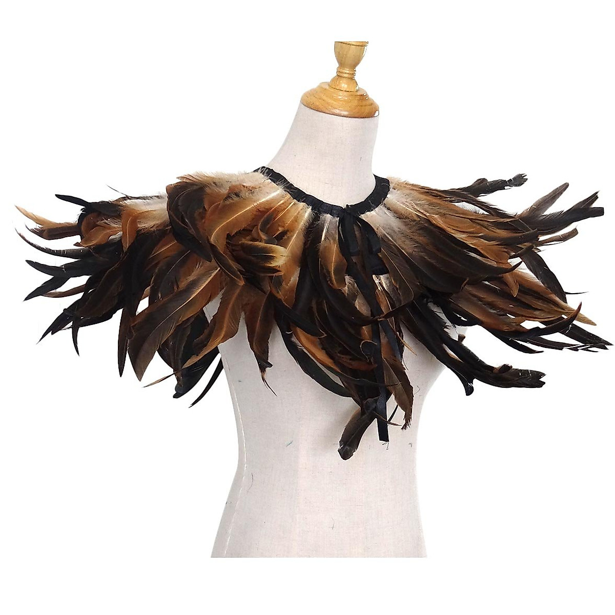 L'VOW Gothic Black Feather Shrug Cape Shawl Halloween Costume for Men (Style -03)