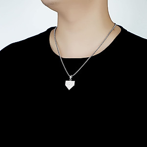 ZRAY USA Flag Baseball Plate Necklace for Men Personalized Bible Verse Shield Pendant Stainless Steel Chain 22+2 inch Inspirational Baseball Sport Gift Patriotic Jewelry for Men（S-ALWAYS REMEMBER）