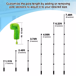 Dolymoly Gutter Cleaning Brush, 8.5Ft Gutter Cleaning Tools from Ground Gutter Cleaning Pole, Roofing Tool Rain Gutter Guard Cleaner Tool, Easy Remove Leaves and Debris from The Ground (2 Brush Heads)