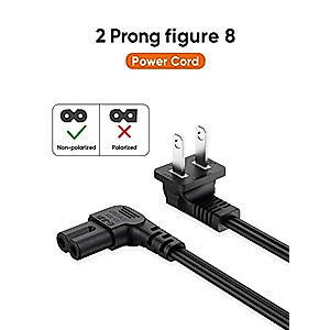 CableCreation 3 Feet 18 AWG Angled 2-Slot Non-Polarized Angle Power Cord (IEC320 C7 to Nema 1-15P), 0.915M / Black