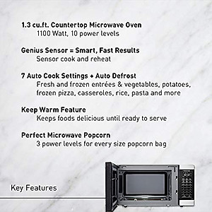 Panasonic NN-SU66LS 1100W with Genius Sensor Cook and Auto Defrost Countertop Microwave Oven, 1.3 cu ft, Stainless Steel