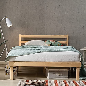 ZINUS Robin Wood Platform Bed Frame with Headboard, Wood Slat Support, No Box Spring Needed, Easy Assembly, Queen, Brown