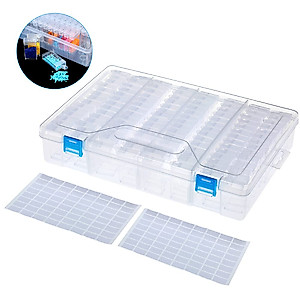 Kavolet Diamond Painting Box 112Pcs Slots Storage Container Diamond Art Accessories with lid Embroidery Box 64Pcs Label and 112Pcs Slots