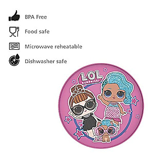 Zak Designs LOL Surprise 2pc Double-Sided with Standard and 3-Section Divided 2-in-1 PP Flip-It Plate,Non BPA Material is Durable and Perfect for Kids, 9 inches
