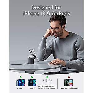 Anker Magnetic Wireless Charger, 623 MagGo 2-in-1 Charging Station with 20W USB-C Charger, for iPhone 14/14 Pro/14 Pro Max/13/13 Pro Max, AirPods Pro (Interstellar Gray)