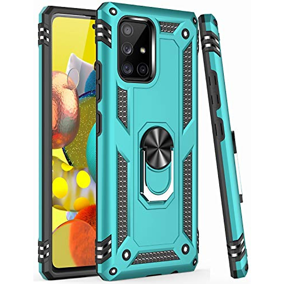 LUMARKE Galaxy A51 5G Case,Pass 16ft. Drop Tested Military Grade Cover with Magnetic Ring Kickstand Compatible with Car Mount Holder,Protective Phone Case for Samsung Galaxy A51 5G Teal