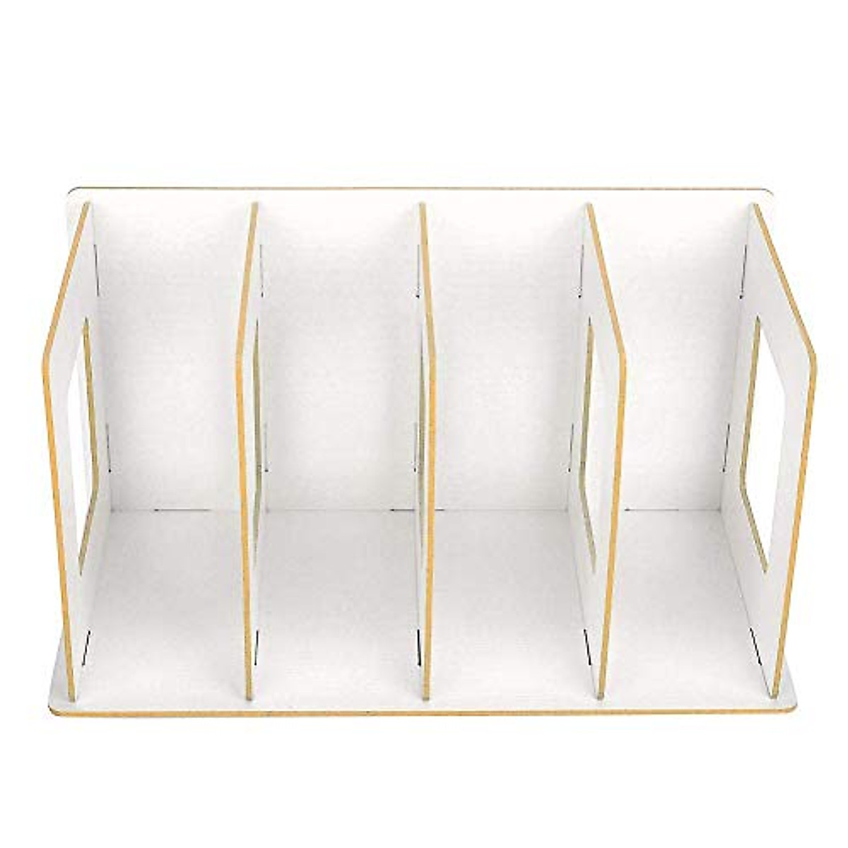 Fdit Wooden Desktop Bookshelf Rack Storage Shelf Bookcase for Home School Office Organizer(Warm White)