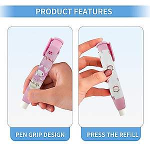 6Pcs Cute Creative Stationery Erasers for Kids Retractable Pencil Erasers for Pencils Kawaii Eraser Fun Kitty Erasers Back to School Supplies Kid Party Favors Gift Suitable for Children Over 3Years（A）