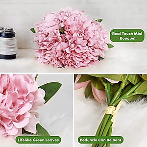 Rocinha Artificial Flowers with Vase Peony Fake Flowers Bouquet Faux Flowers in Vase for Wedding, Home, Living Room, Bathroom, Dining Table, Desk, Office, Garden Decoration
