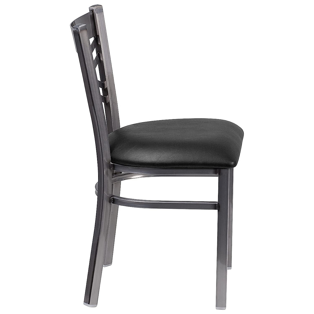 Flash Furniture HERCULES Series Clear Coated ''X'' Back Metal Restaurant Chair - Black Vinyl Seat