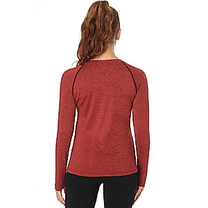 Star Vibe Dry Fit Long Sleeve Tshirt for Women Moisture Wicking Long Sleeve Tee Outdoor Compression Running Workout Tops 4 Pack Black/Grey/Navy/Wine red L