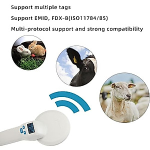 Pet Microchip Scanner, Animal Microchip Reader Animal Tag Scanner with Large OLED Display, Chip ID Scanner Long Reading Distance Animal Microchip Scanner for Pets Pigs Dogs Cats